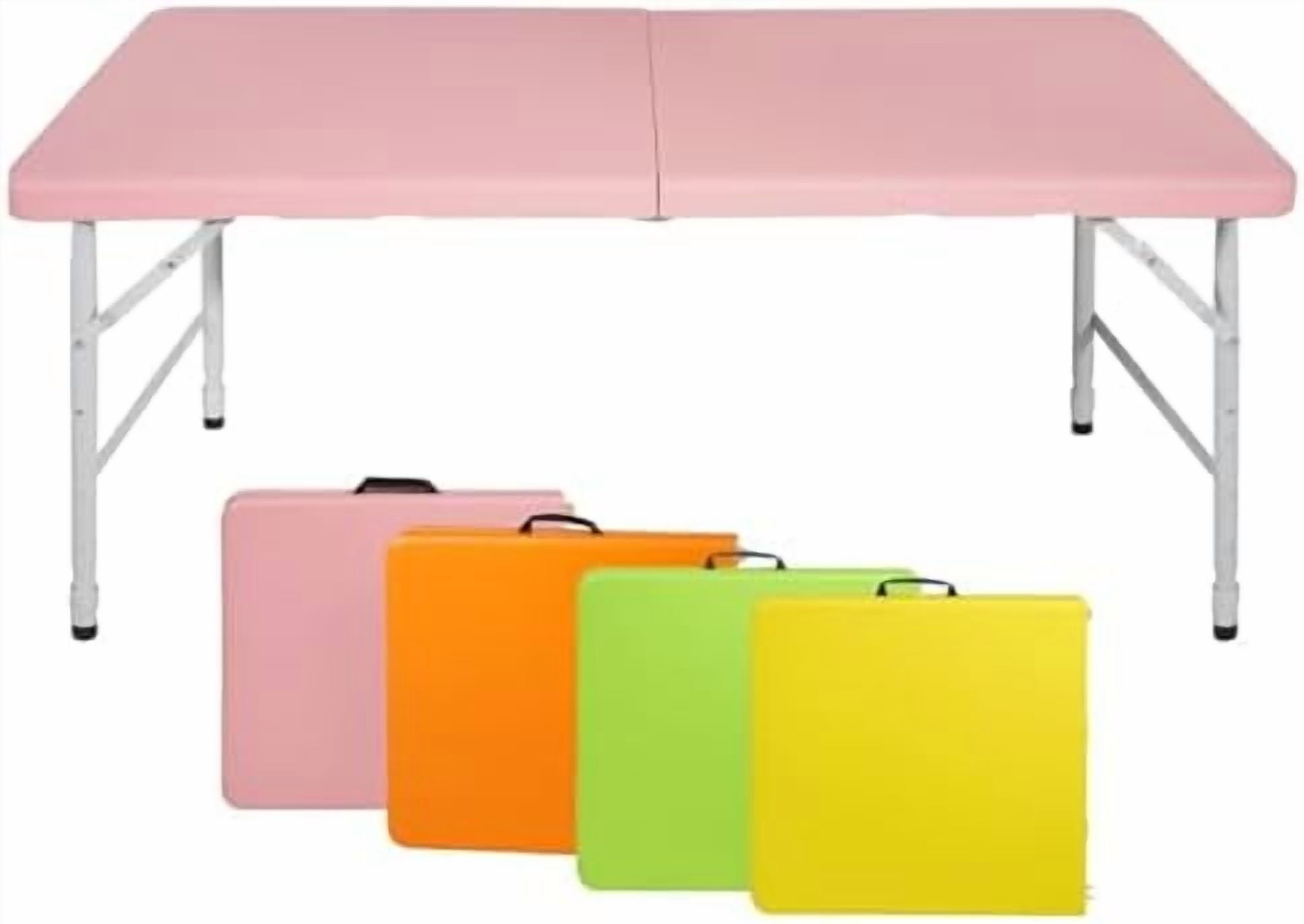 Folding Plastic Table 4ft Adjustable Height Portable Dining Table for ...