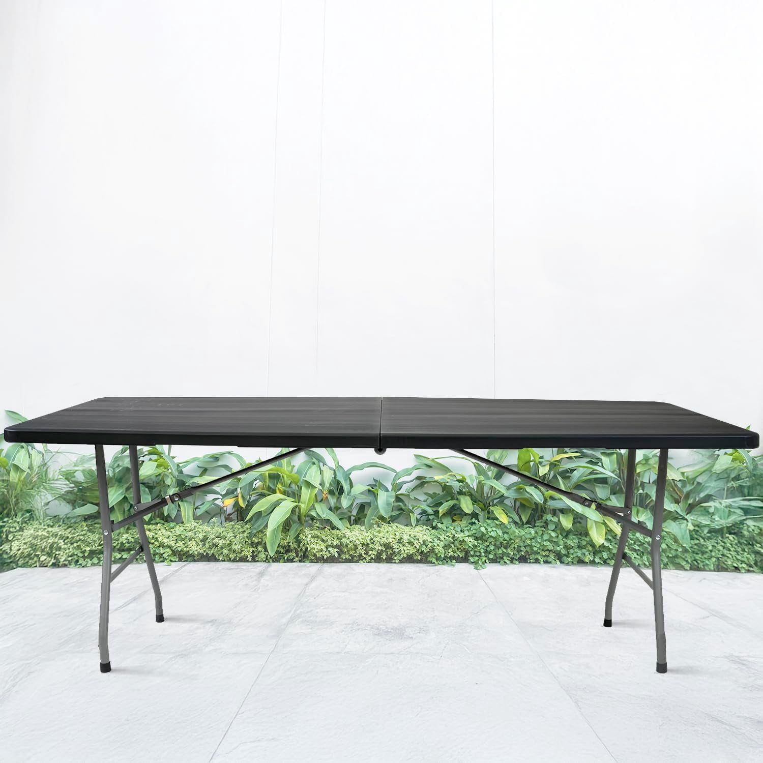 Folding Plastic Table | Heavy-Duty | 70" x 29" | Black | Durable ...