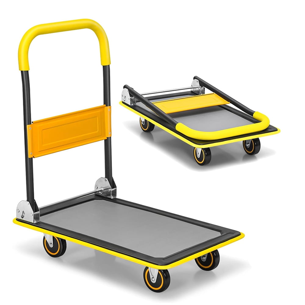 Folding Platform Truck, Push Cart Dolly, Heavy Duty Push Dolly with 360 ...
