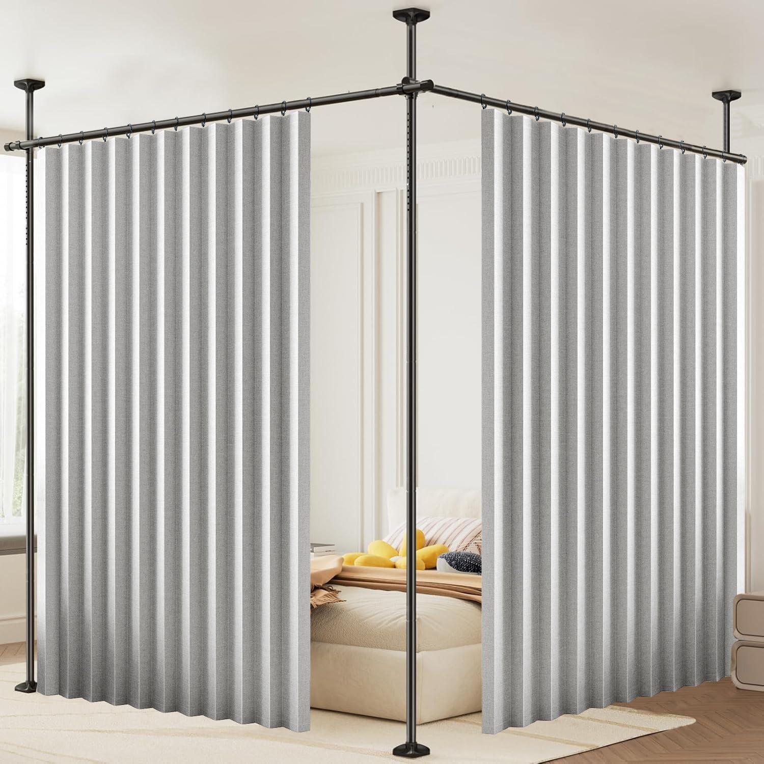 Folding Pleated Extra Wide Room Divider Blackout Curtains for Living ...