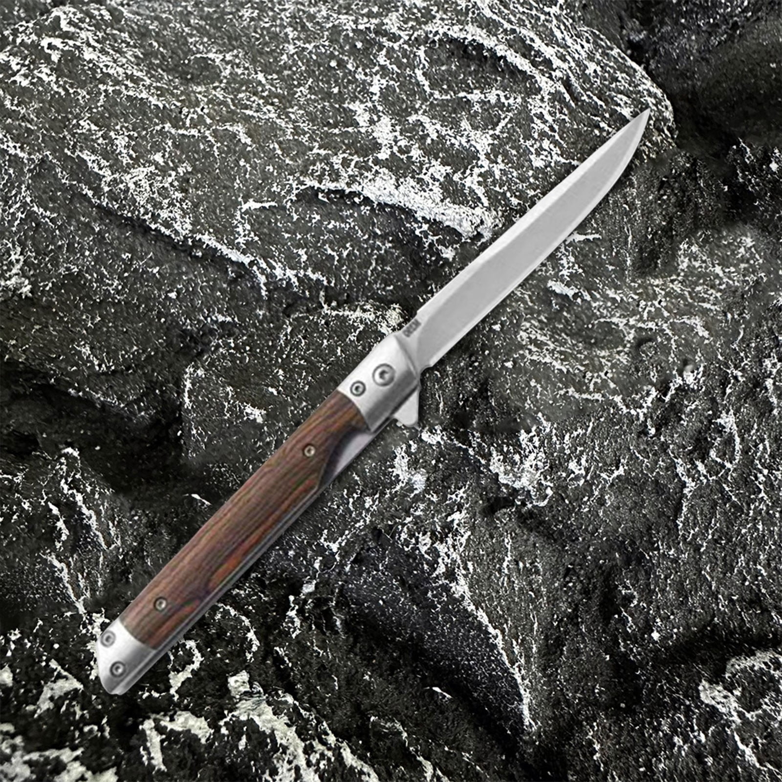 Folding Pocket Knife, Damascus Survival Knife, Sandalwood Handle, 8 ...