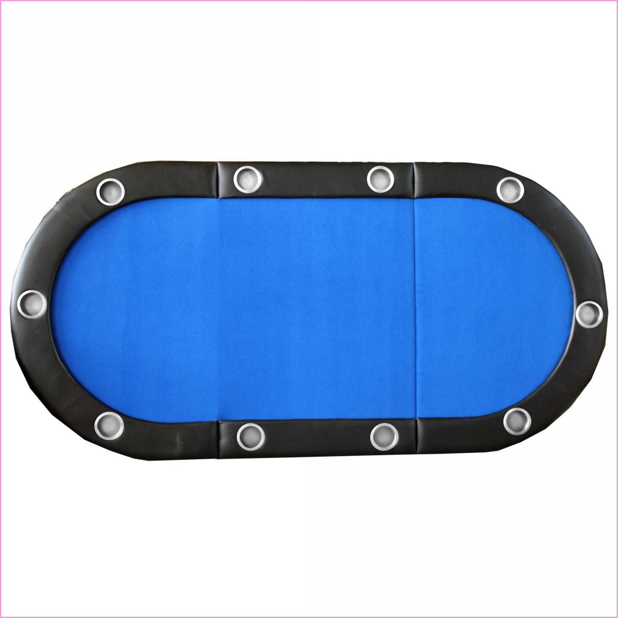 Folding Poker Card Table Top - 10 Player Tri-Fold Blue Casino Game ...