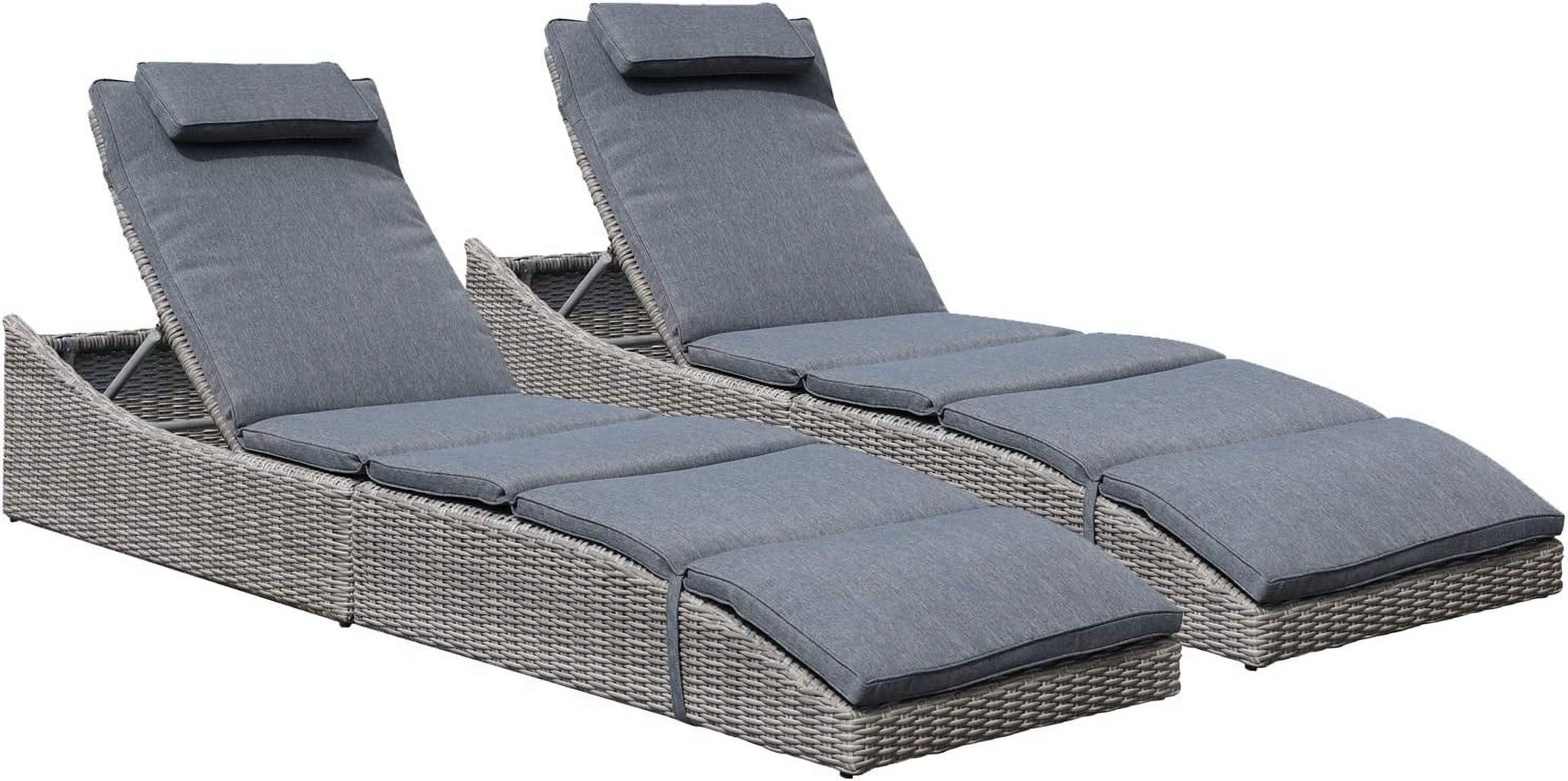 Folding Pool Lounge Chair Set of 2 Outdoor Adjustable Chaise Lounge ...