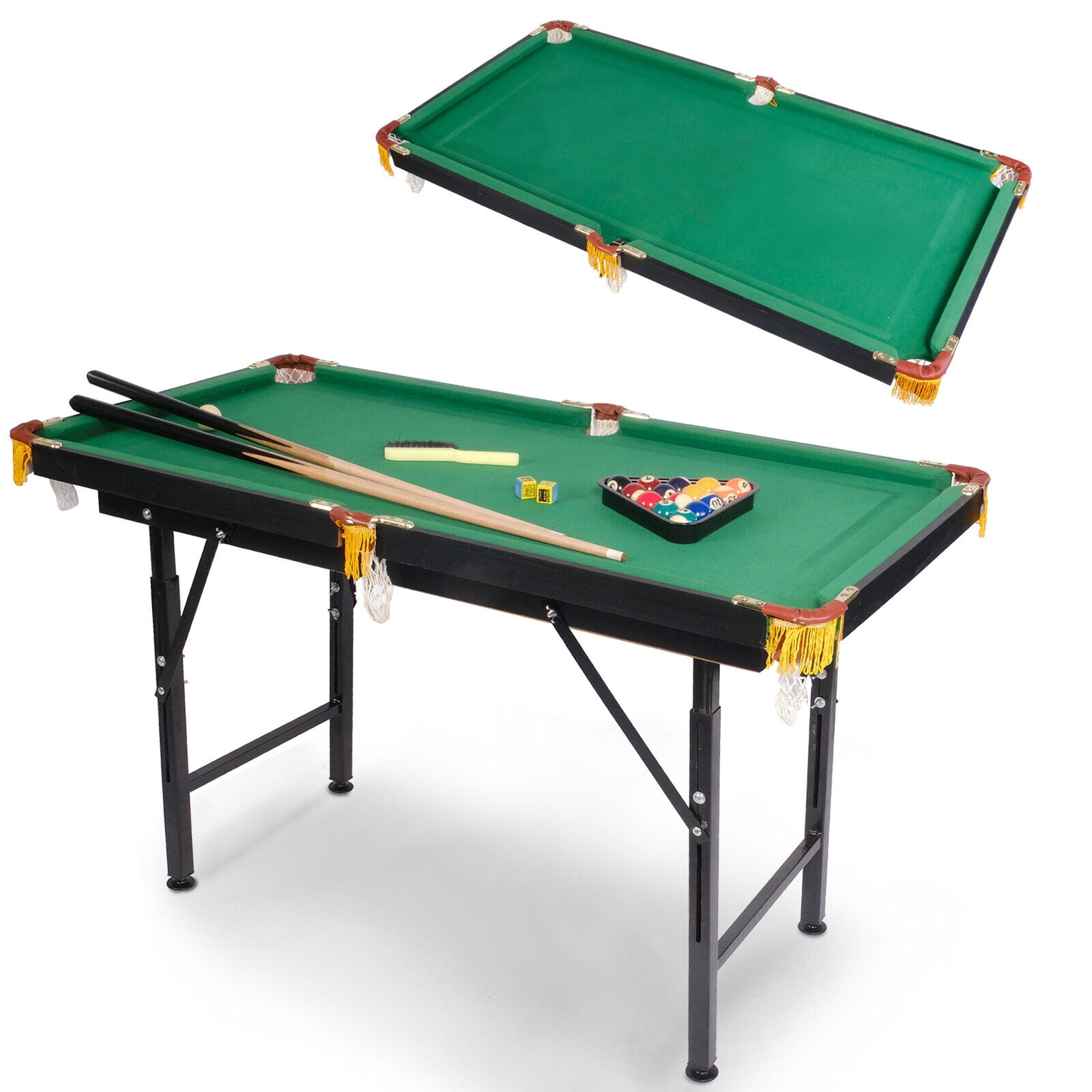 Folding Pool Table 47" Adjustable Billiard Desk Game Cue Ball Chalk ...