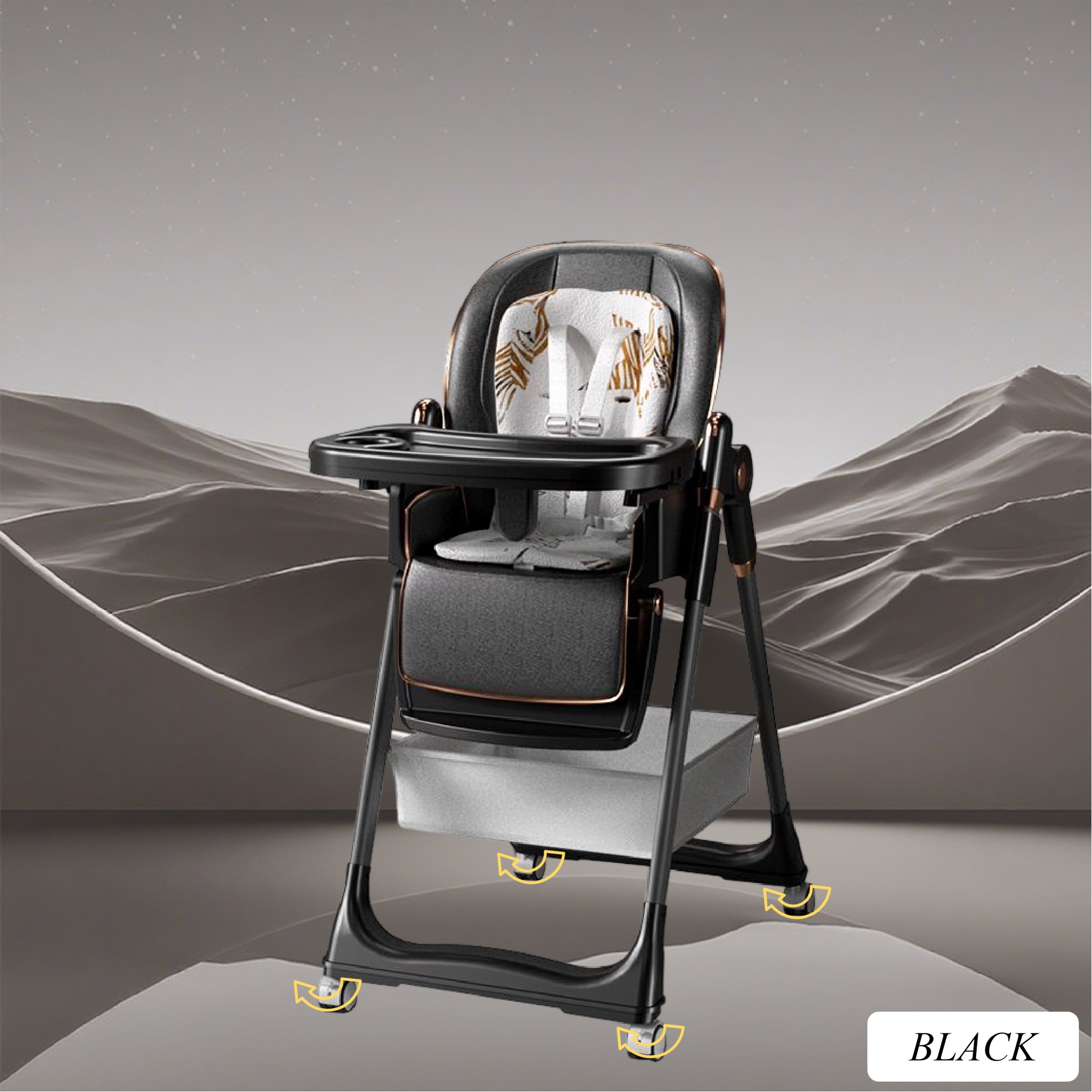 Folding Portable Baby High Chair Clearance with 5-Point PU Safety ...