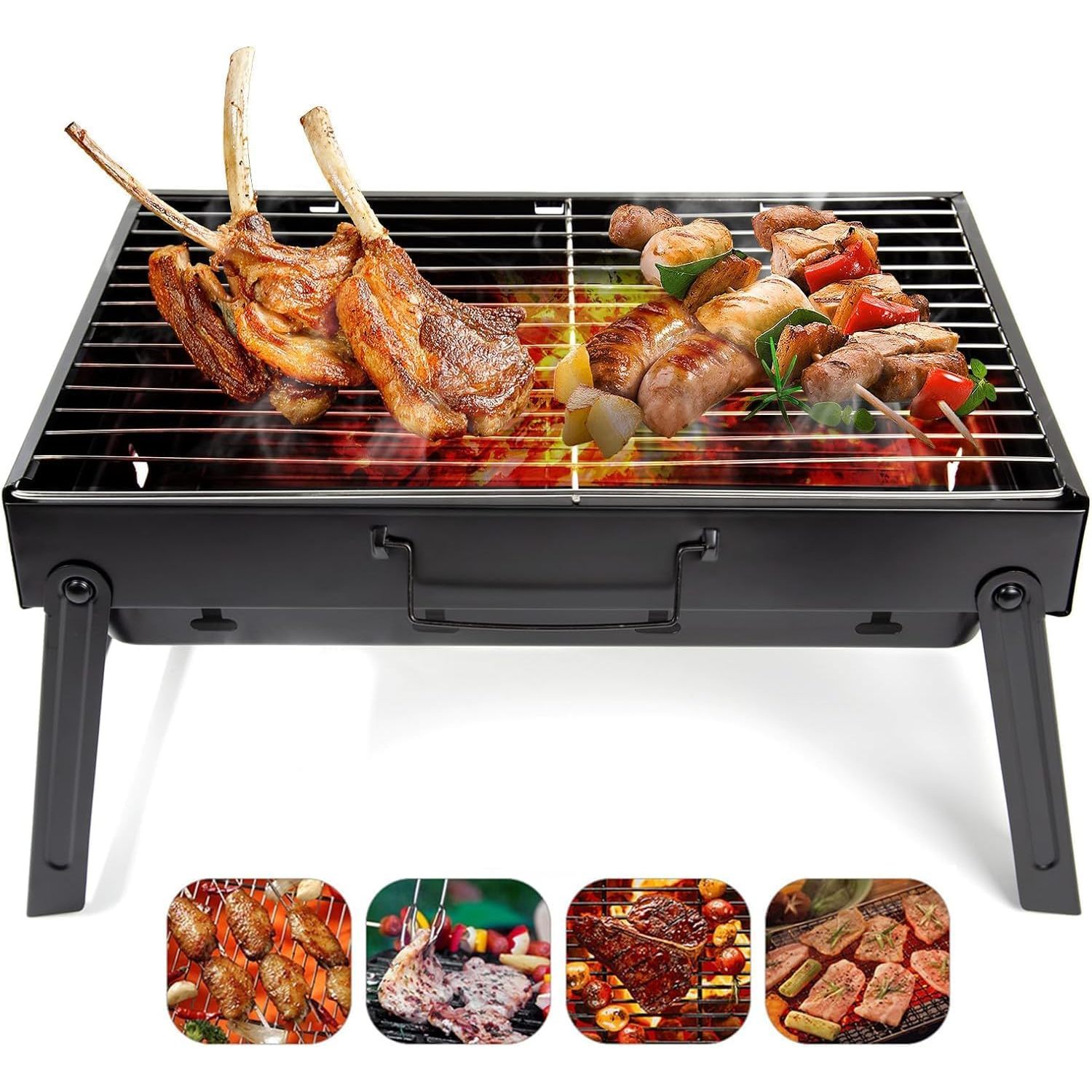 Folding Portable Barbecue Charcoal Grill, Barbecue Desk Tabletop ...