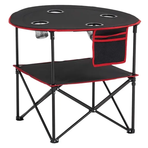 Folding Portable Camping Table - Round Oxford Outdoor Picnic Table with ...