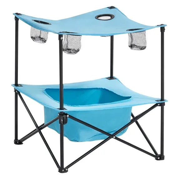 Folding Portable Camping Table with 4 Cup Holders Oxford Outdoor Picnic ...