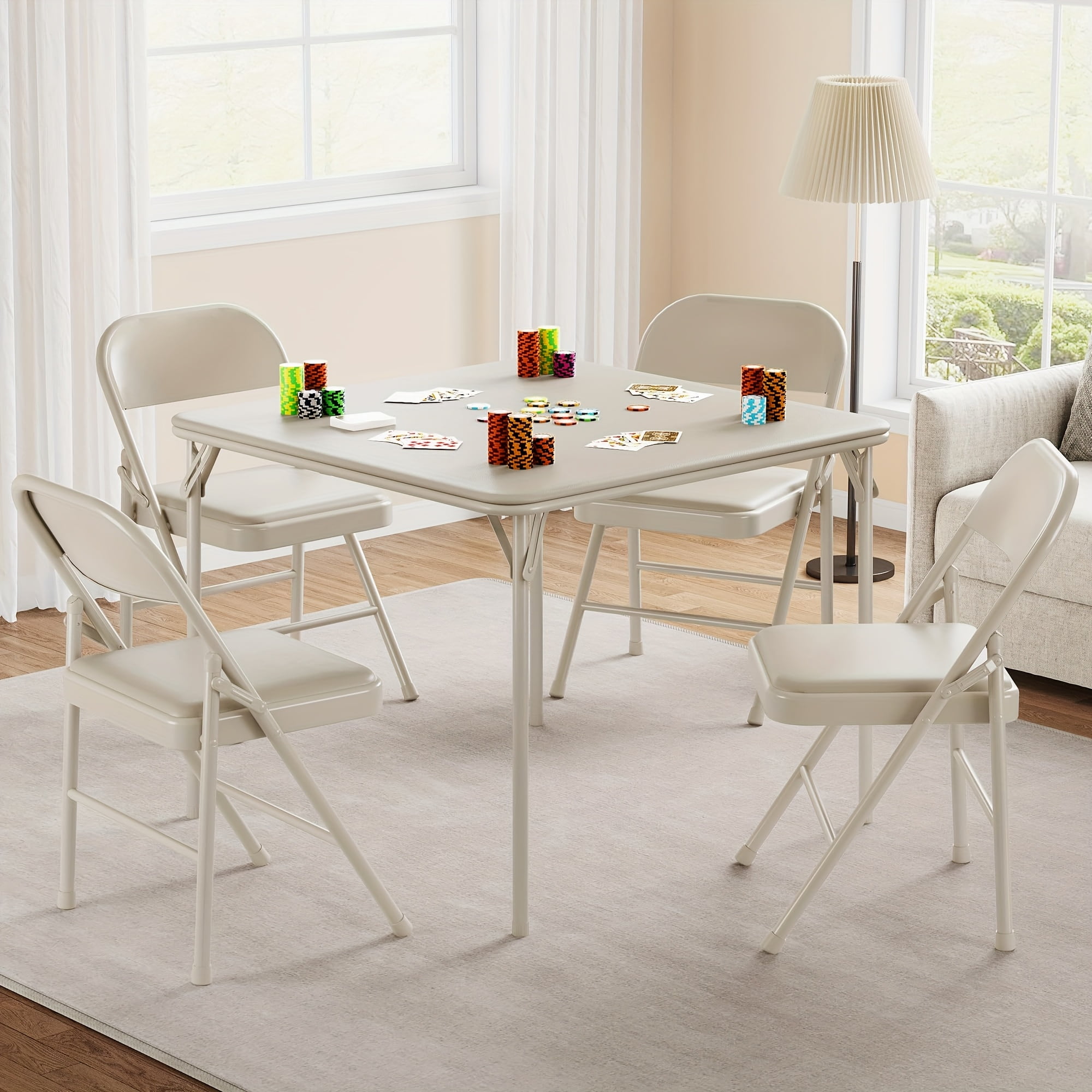 Folding Portable Card Table And Foldable Chair Set Of 5, Foldable ...
