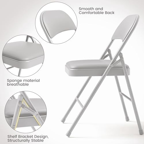 Folding Portable Card Table and Foldable Chair Set of 5, Pu Upholstered ...