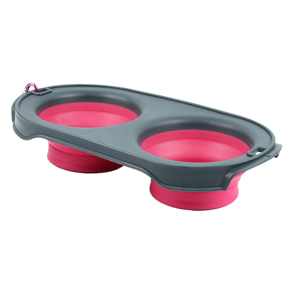 Folding Portable Silicone Double Bowl Universal Double Bowl Dog Basin ...