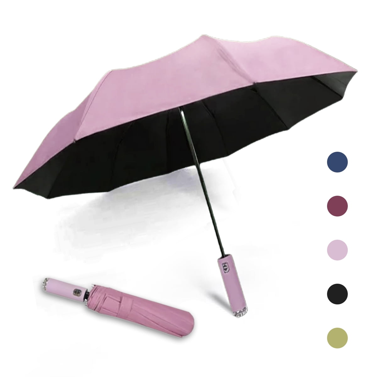 QiShi Folding and Portable Sun & Rain Umbrella (Pink), Automatic LED ...