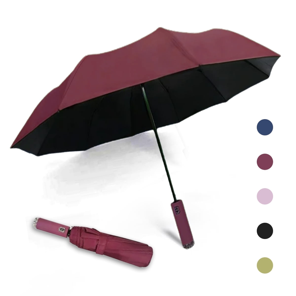 QiShi Folding and Portable Sun & Rain Umbrella (Red), Automatic LED ...