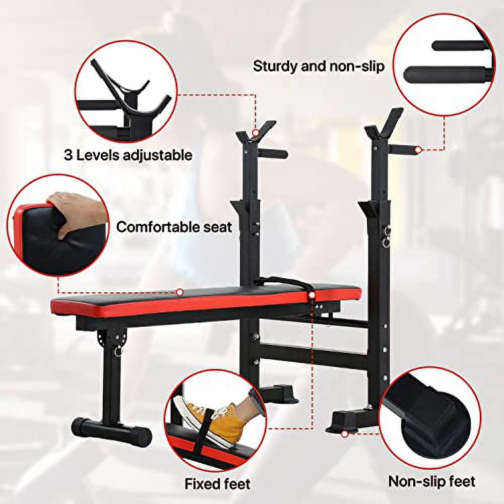 Folding Press Workout Set Adjustable Fitness Barbell Rack Multi ...