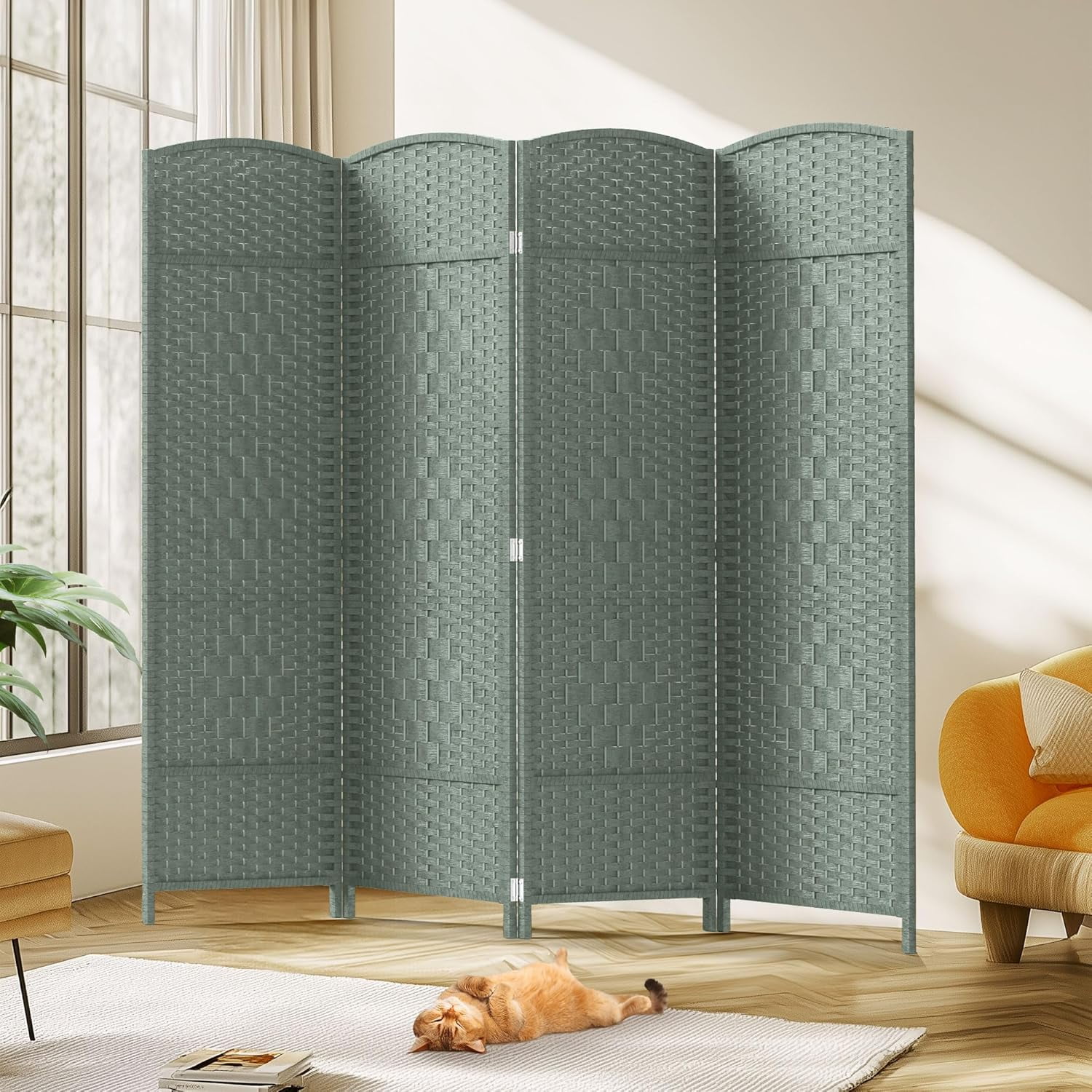 Folding Privacy Room Divider, 4 Panel Screen Divider 6 ft. Tall ...