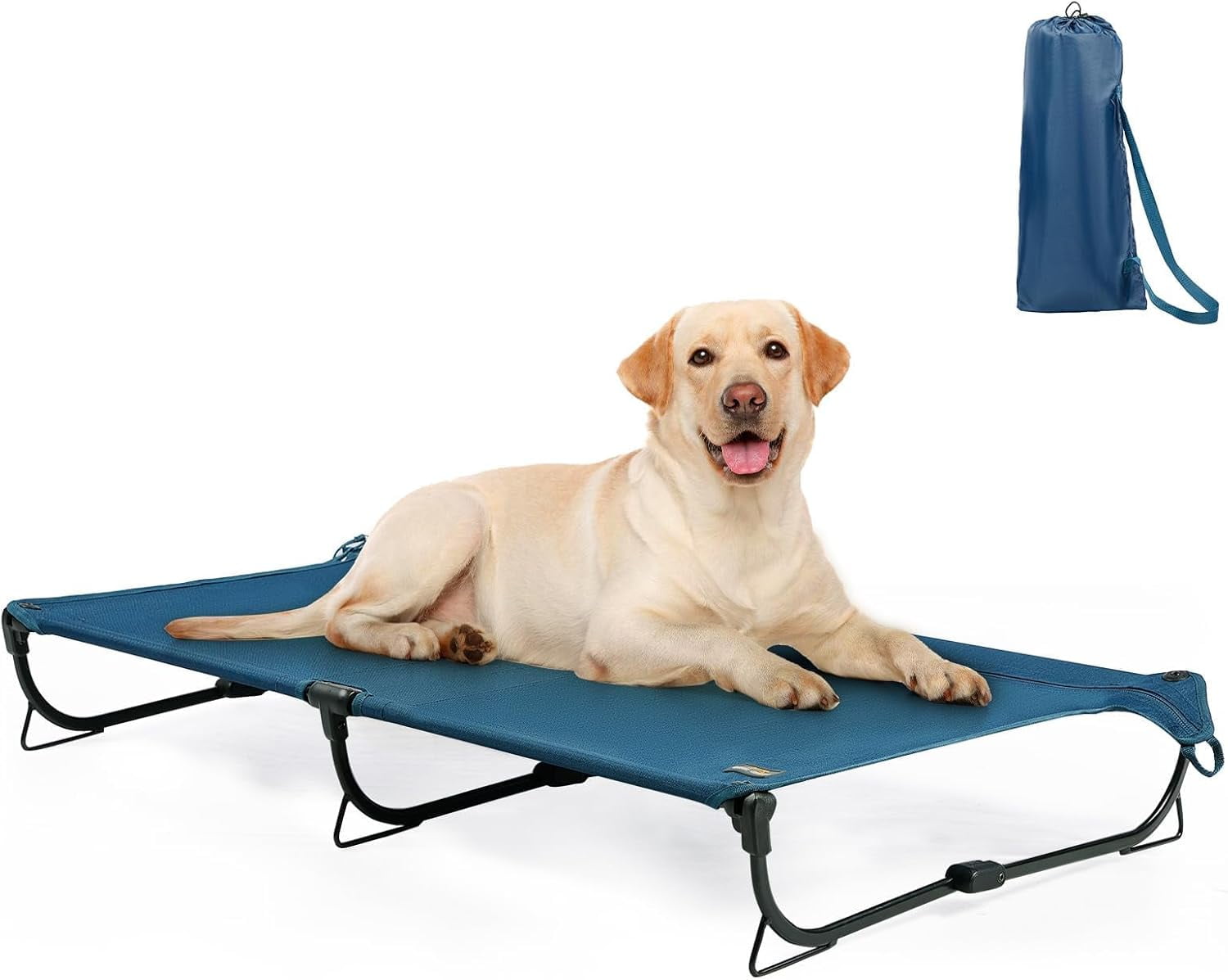 Folding Raised Dog Cot, Large Outdoor Elevated Dog Bed, Cooling Chew ...