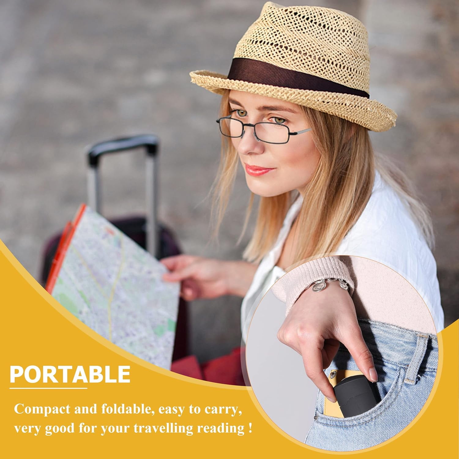 Folding Reading Glasses Blue Light Blocking, Soft Nose Pad Spring Hinge ...