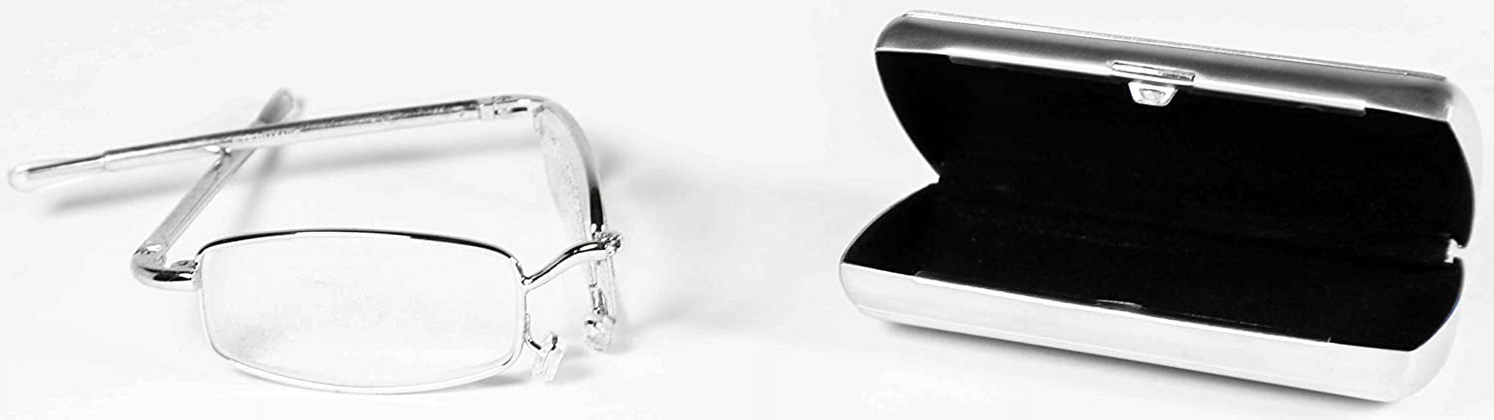 Folding Reading Glasses With Matching Metallic Hard Case (2.5x Strength ...