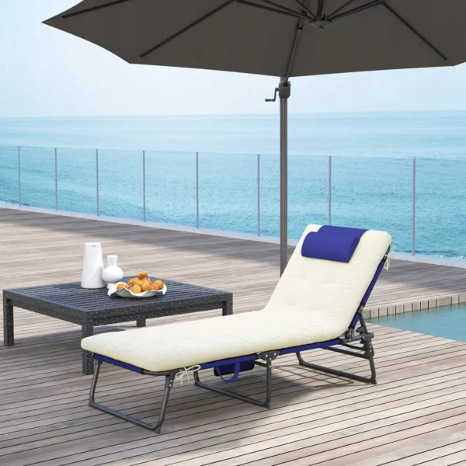 Folding Recliner, Pool Chair, Beach Chair, Foldable Design and Equipped ...