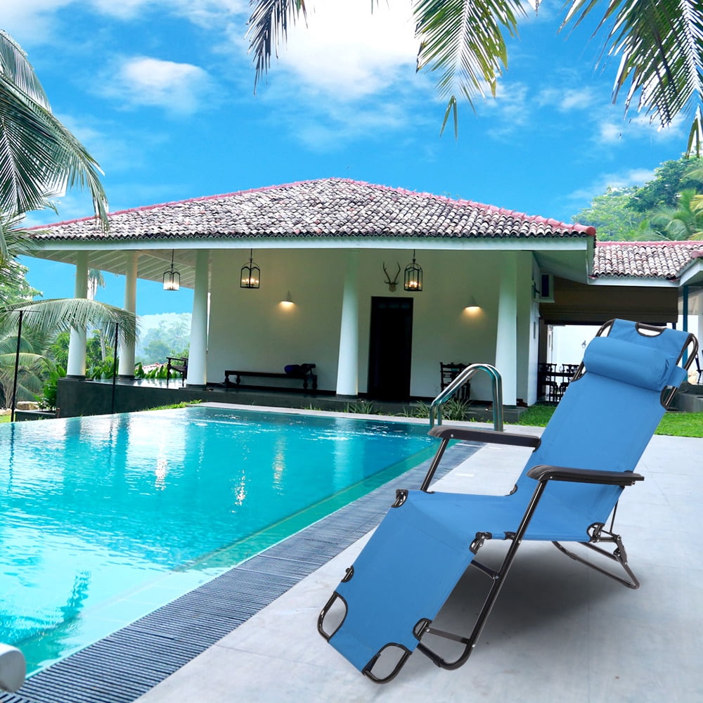 Folding Reclining Lounge Chair, Portable Chaise Lounge Chair with ...
