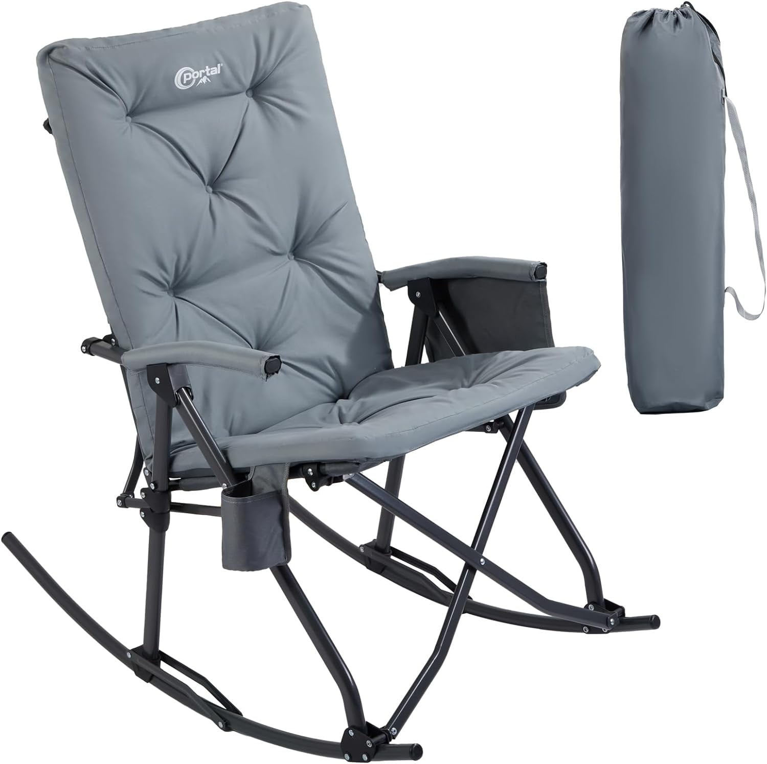 Folding Rocking Chair Indoor & Outdoor Thick Padded Rocking Recliner ...