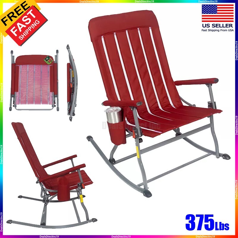 Folding Rocking Chair Outdoor Camping Patio Oversized Heavy Duty ...