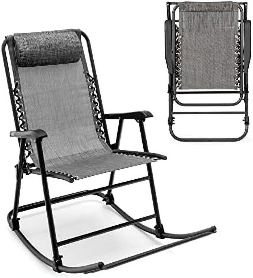 Folding Rocking Chair, Rocking Camping Chair With Pillow & Armrests ...