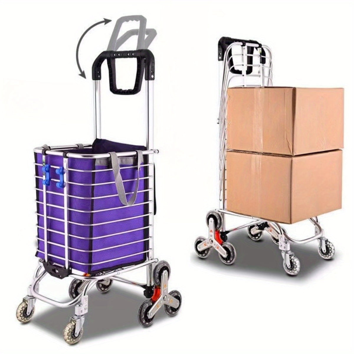 Folding Rolling Cart with Wheels Shopping Cart Portable Trolley Bag ...