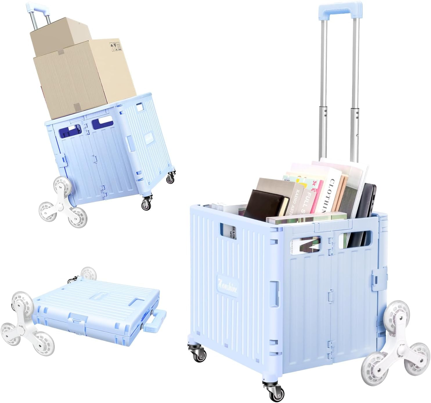 Folding Rolling Cart on Stair Climbing Wheels : Rolling Crate for ...