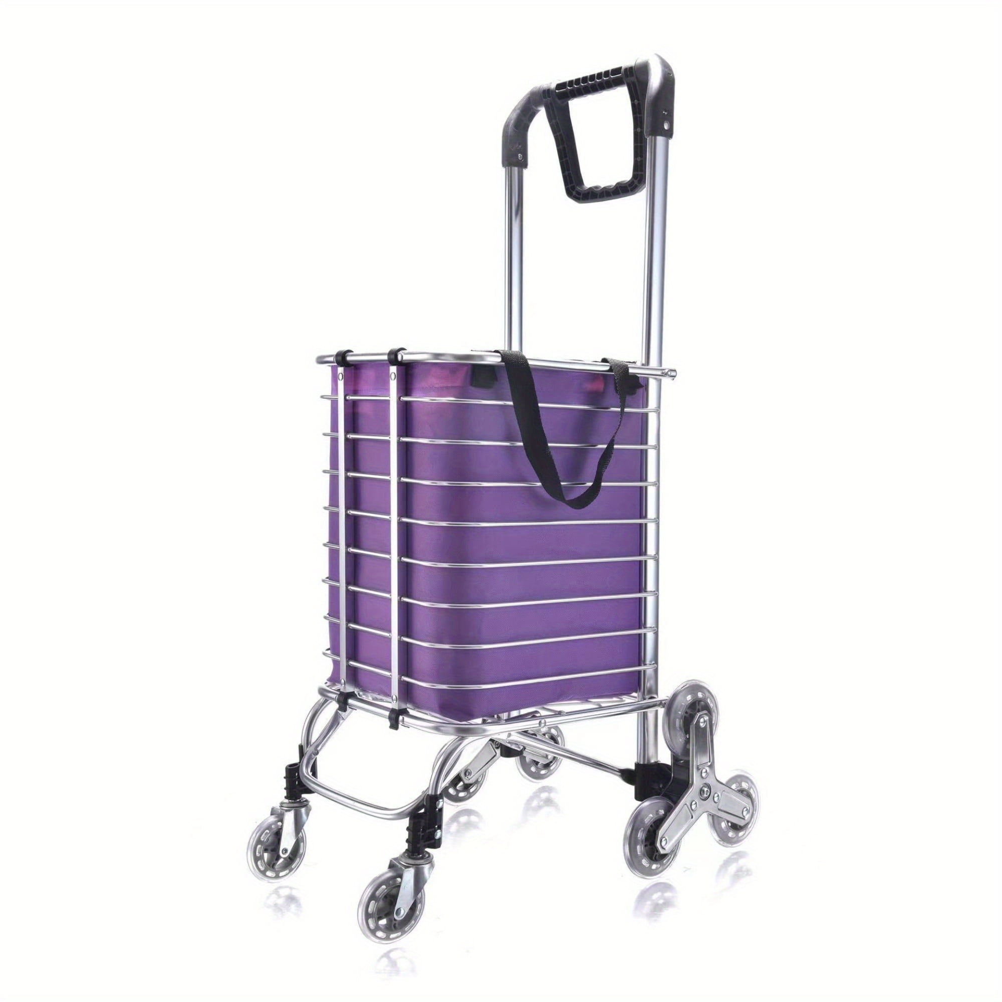 Folding Rolling Utility Grocery Cart with Wheels Shopping Cart Portable ...