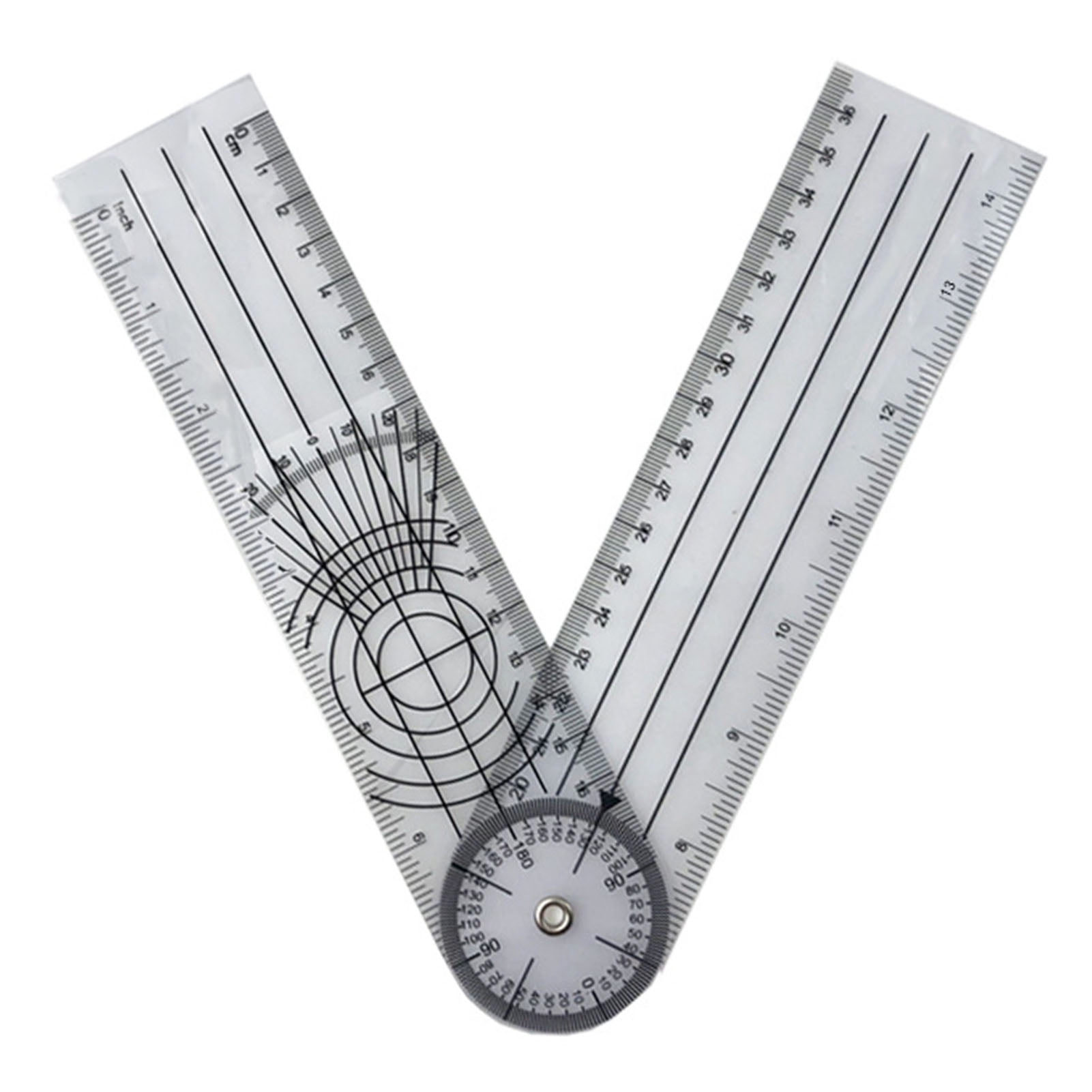 Folding Ruler Protractor Plastic 140mm 5.5in Frosted Multi Angle ...