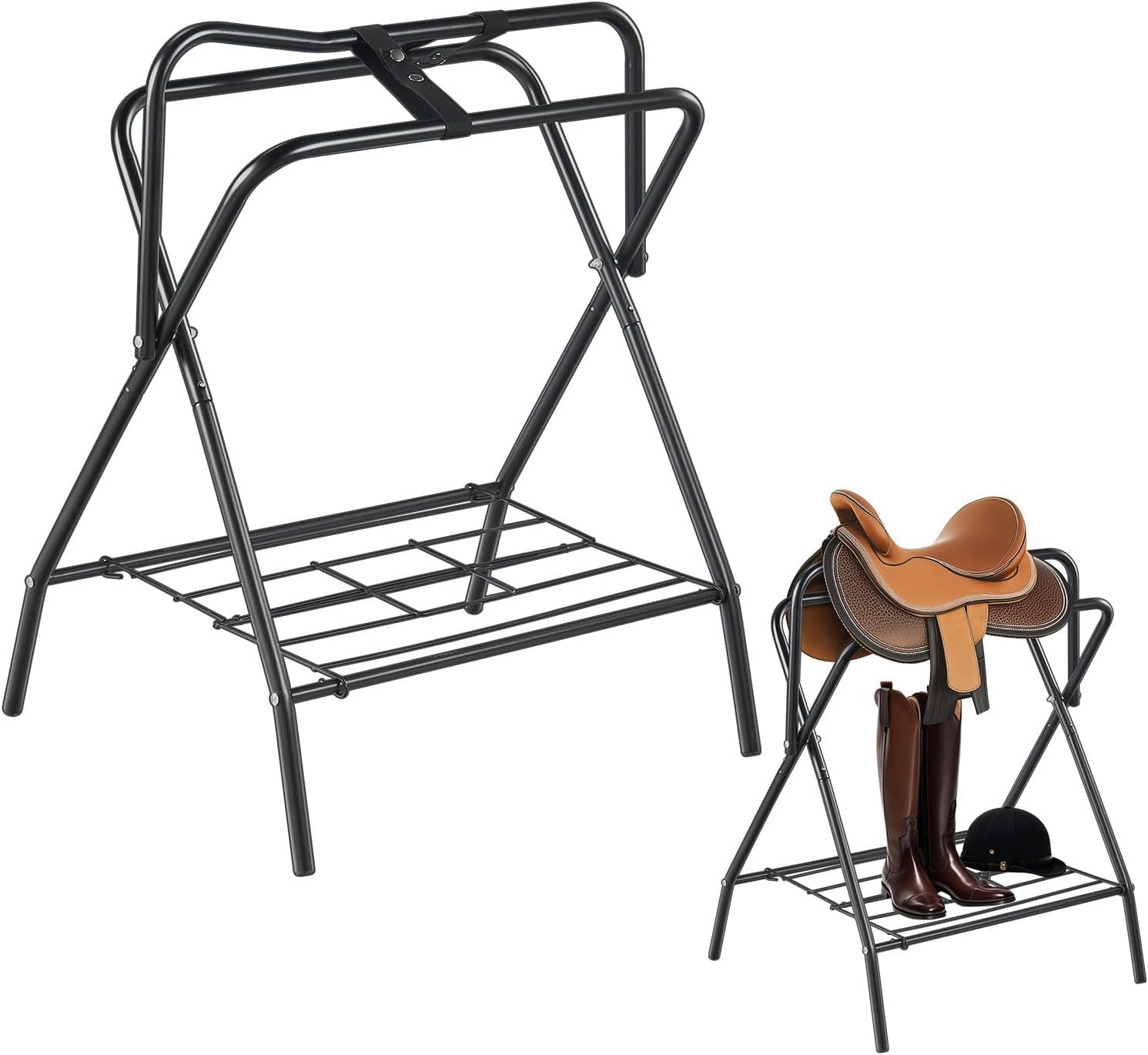 Folding Saddle Rack, 2 Packs Freestanding Horse Saddle Stand, Portable ...
