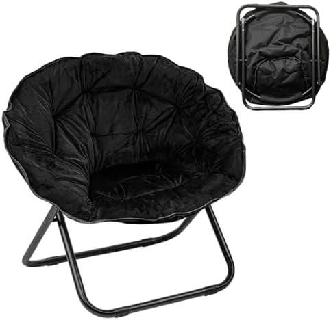Folding Saucer Chair for Adult, Comfy Padded Moon Chairs with Faux Fur ...