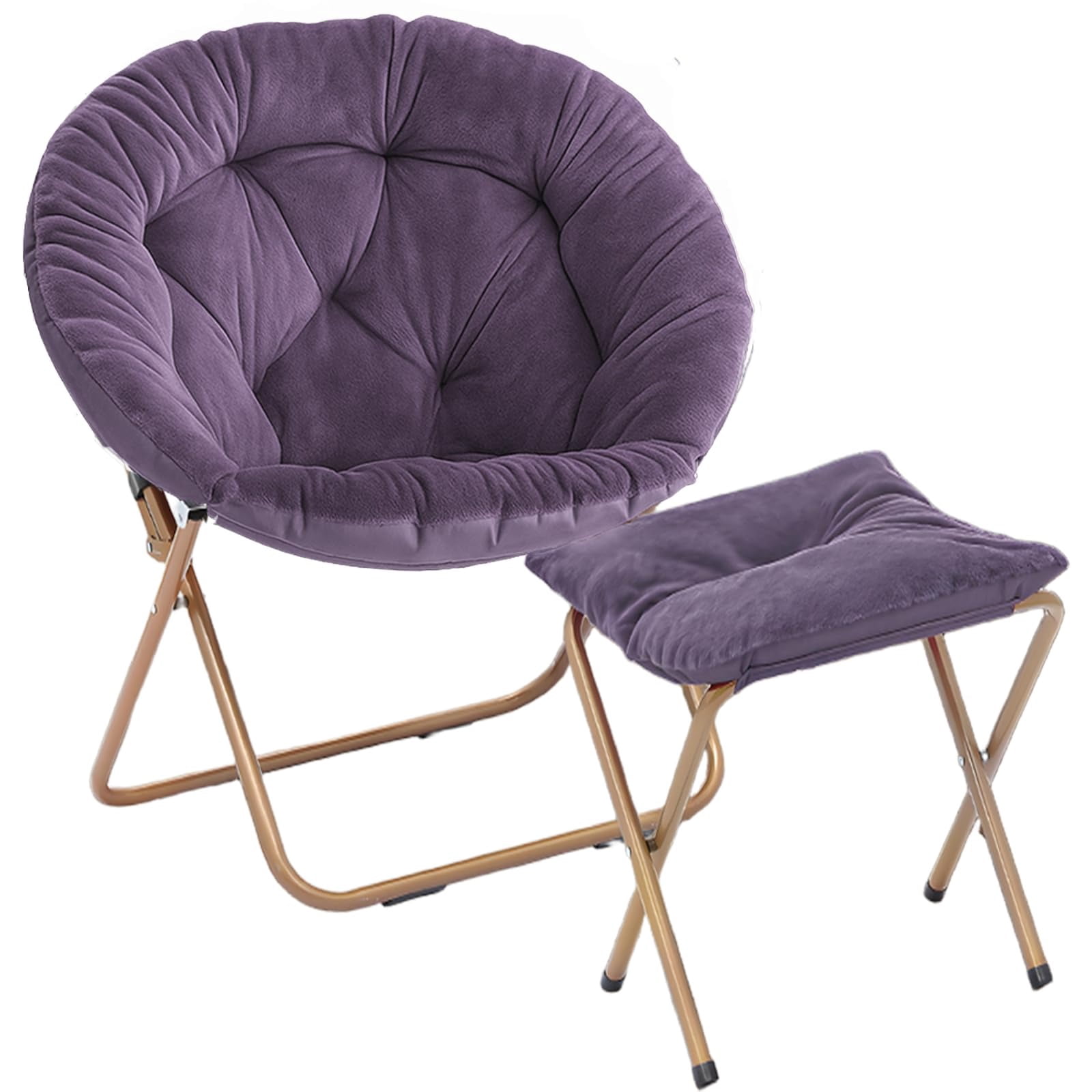 Folding Saucer Chair with Ottoman, Furry Comfy Reading Chair for ...