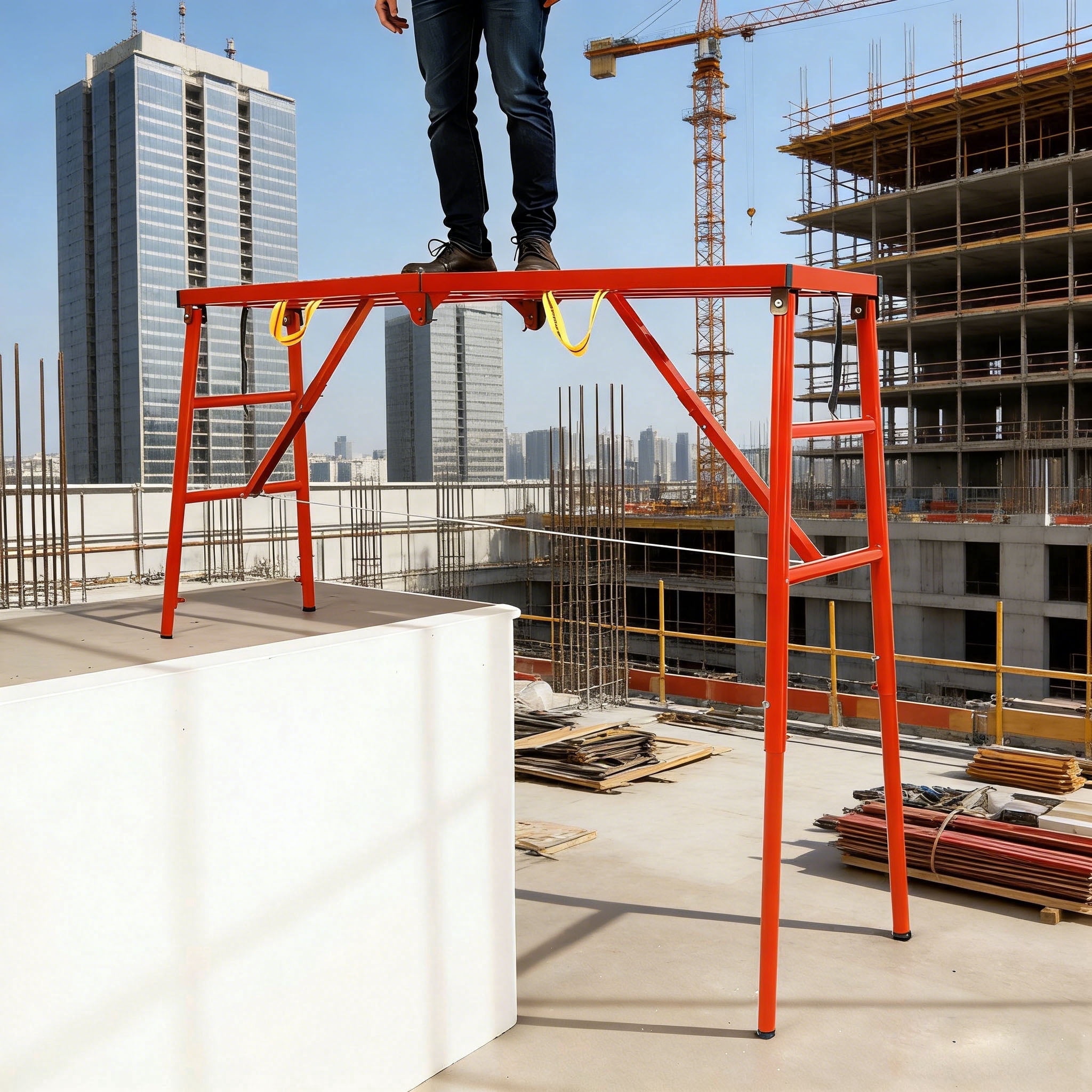 Folding Scaffolding Platform,69 x 15.3x 52.7 in 770 Lbs, Adjustable ...