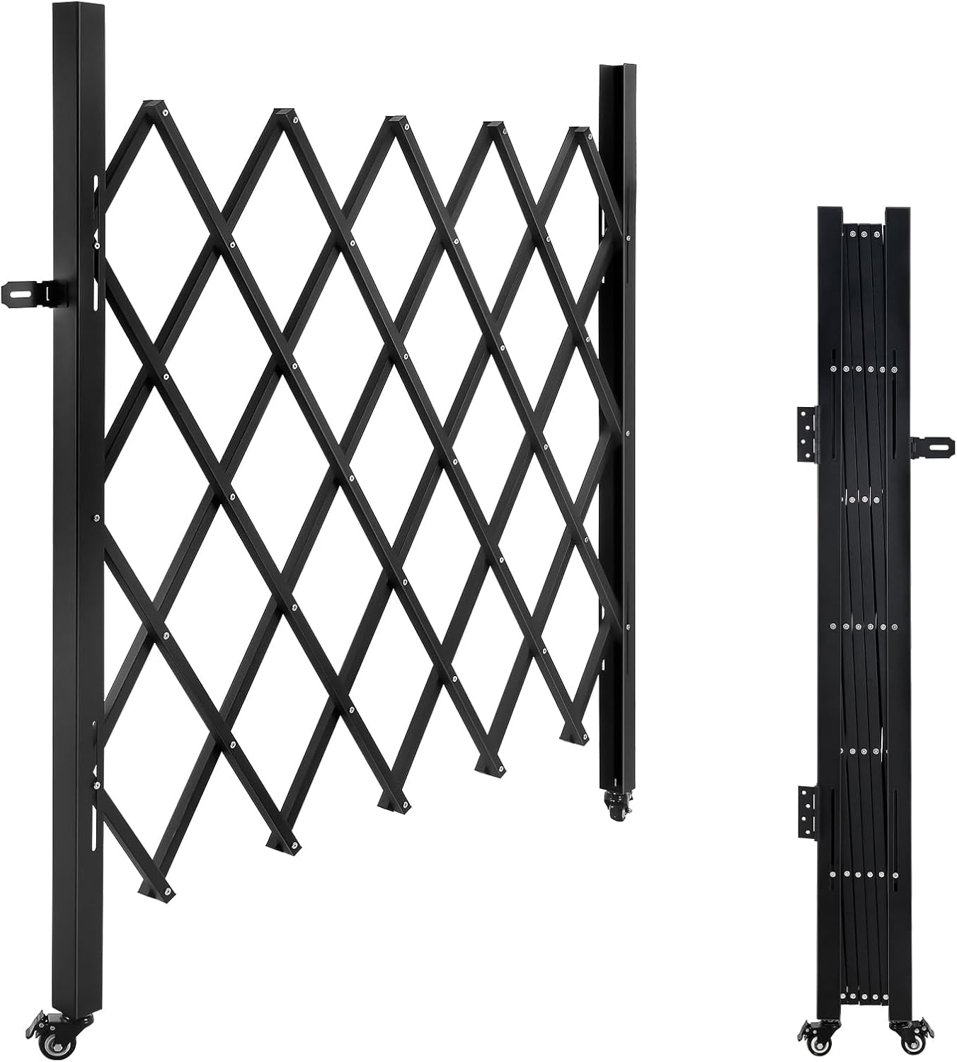Folding Security Gate, 65.75" W x 59.06" H Steel Scissor Door Gate Gate ...