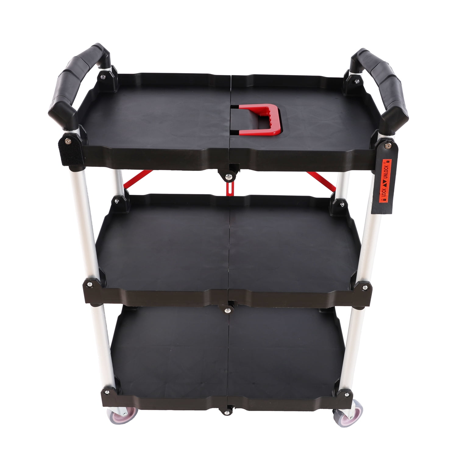 Folding Service Car With Wheels, Three-layer Practical Trolley, Folding ...