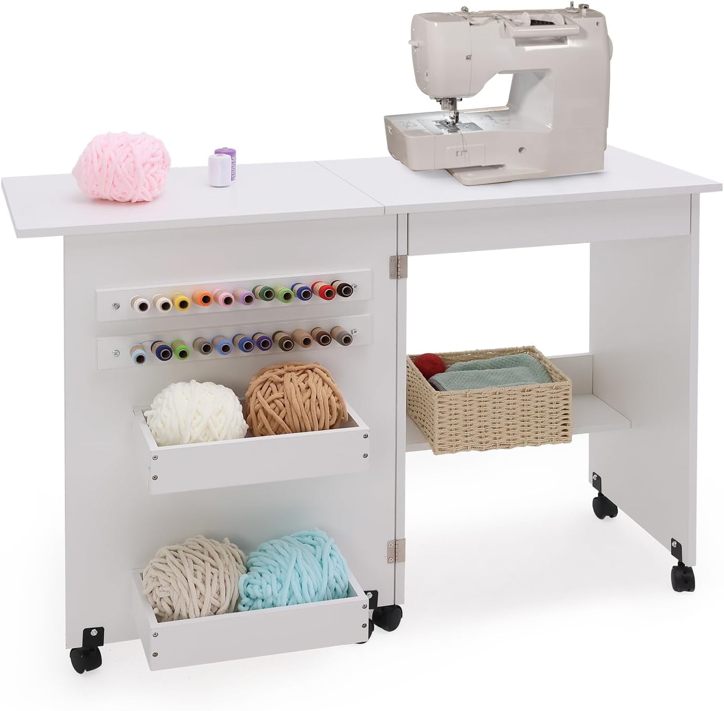 Folding Sewing Table Multipurpose Craft Station & Side Desk with ...