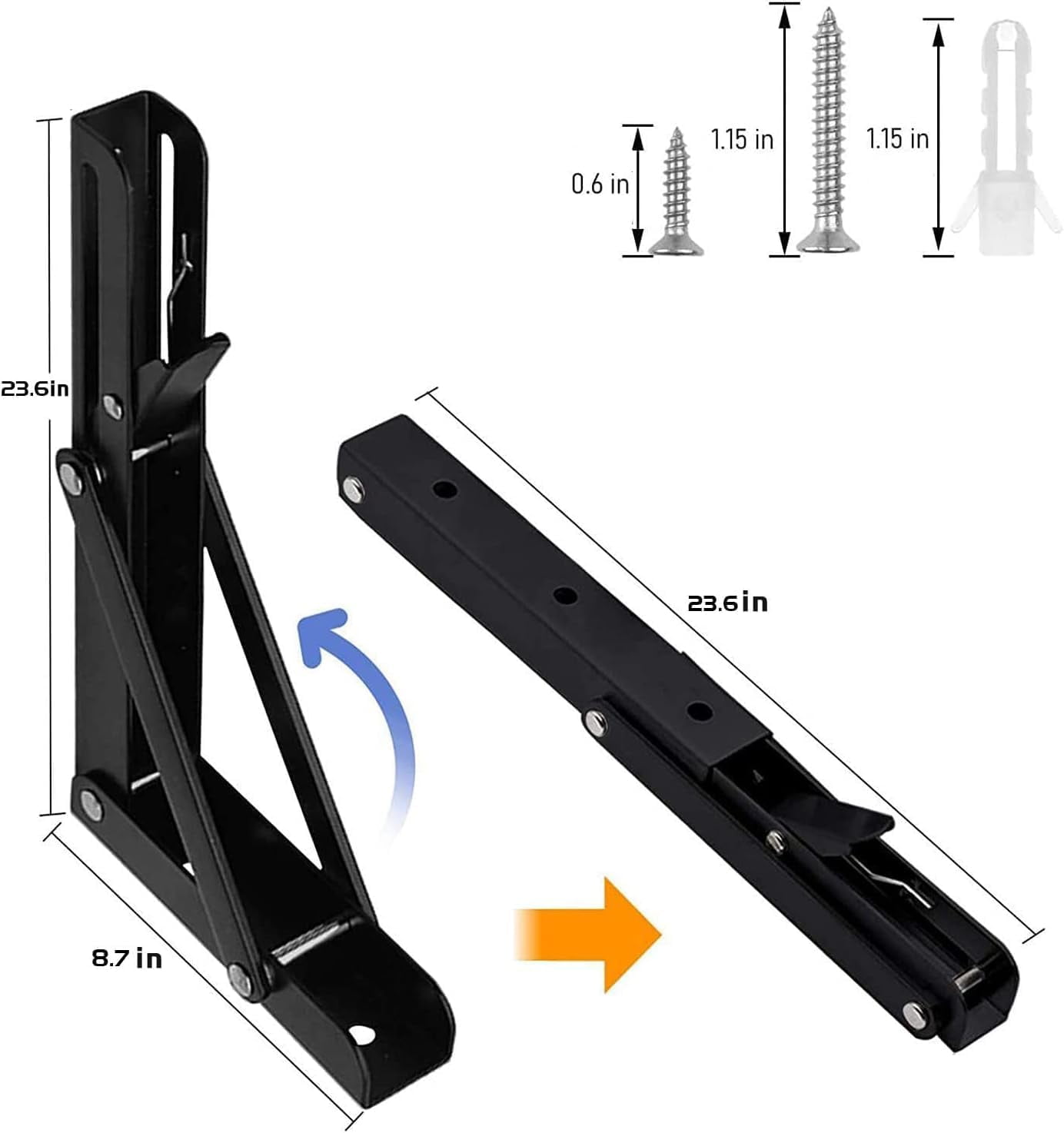 Folding Shelf 24 inch 4 Pcs - Wall Mounted Shelf Bracket for Garage ...
