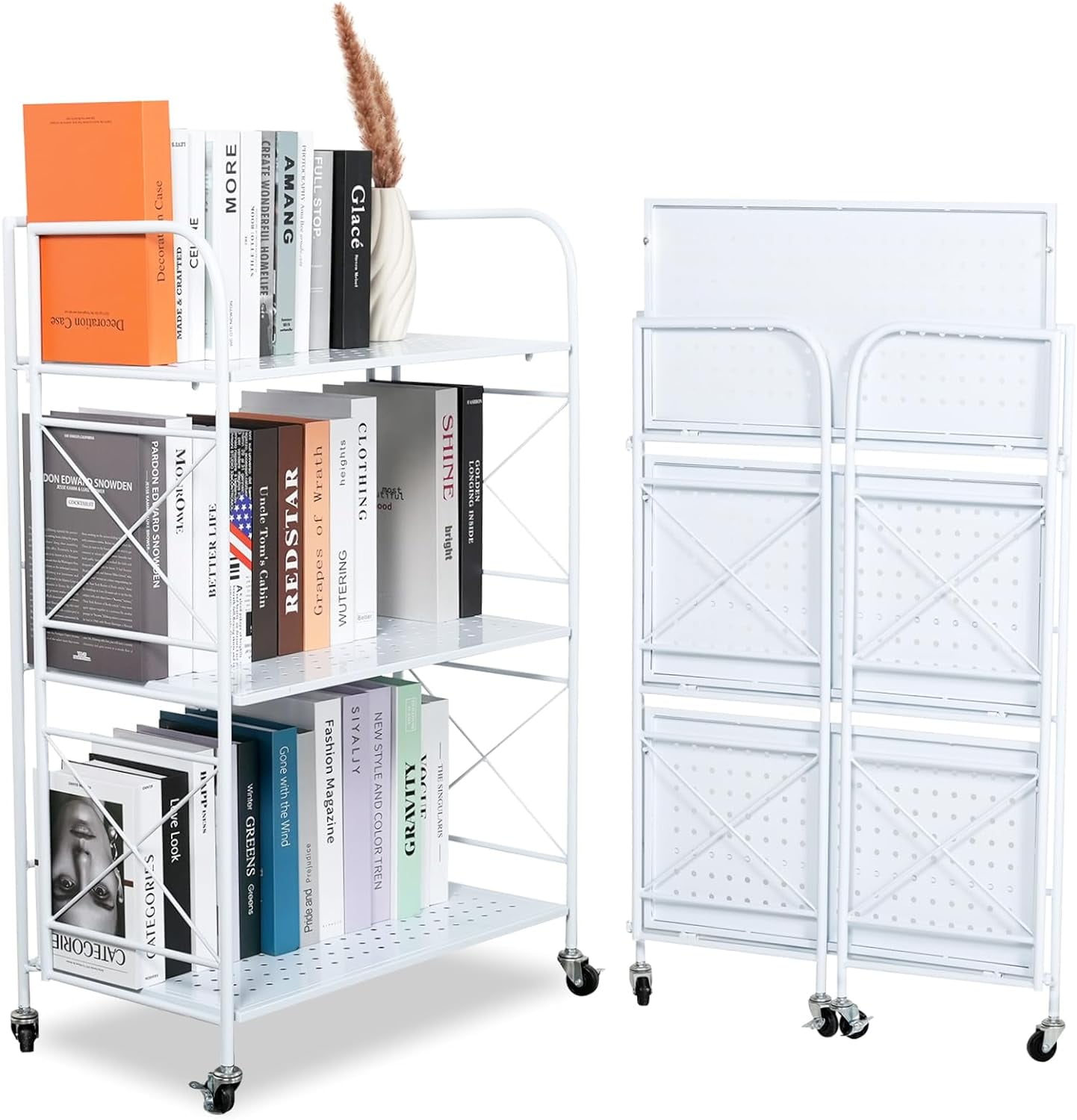 Folding Shelf 3 Tier,Folding Bookshelf,Foldable Shelf,Metal Folding ...