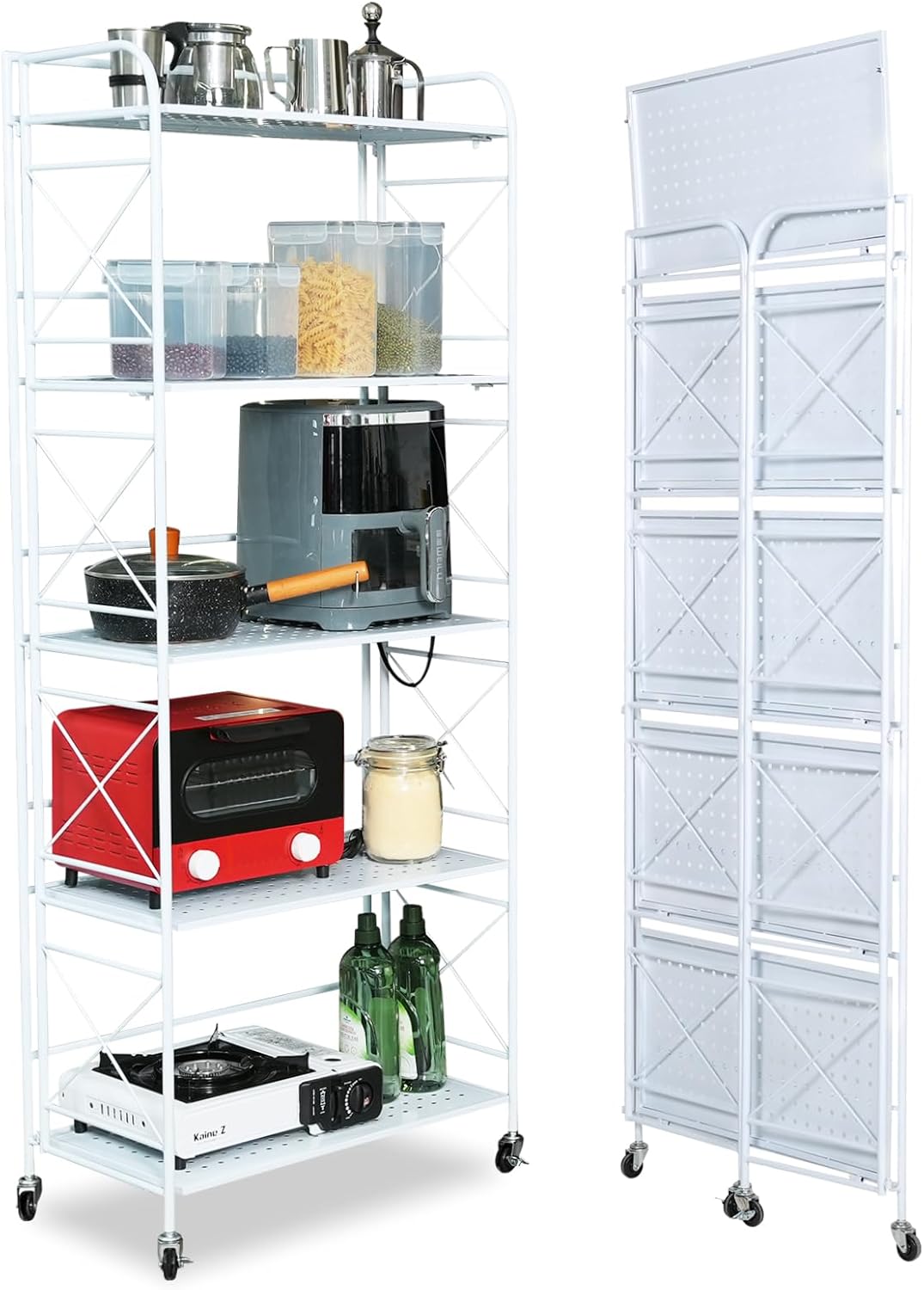 Folding Shelf 5 Tier,Folding Bookshelf,Foldable Shelf,Metal Folding ...