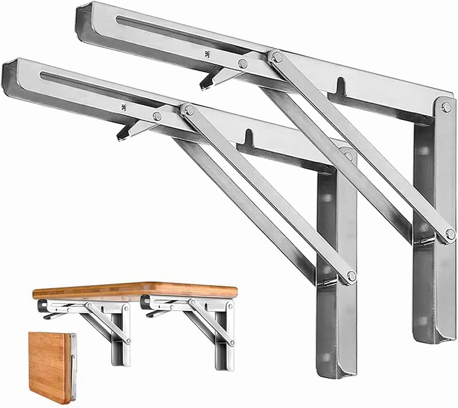 Folding Shelf Brackets - 10 Inch Heavy Duty Stainless Steel Collapsible ...