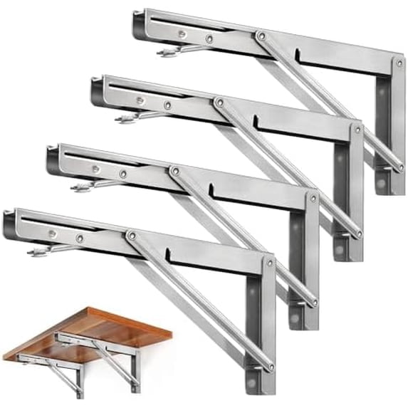 Folding Shelf Brackets - 10 Inch Heavy Duty Stainless Steel Collapsible ...