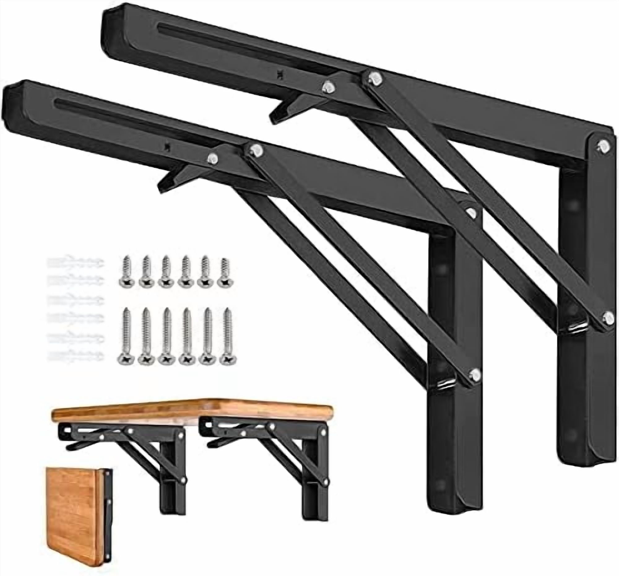 Folding Shelf Brackets 18 inch 2 Pcs - DIY Wall Mounted Shelf Bracket ...