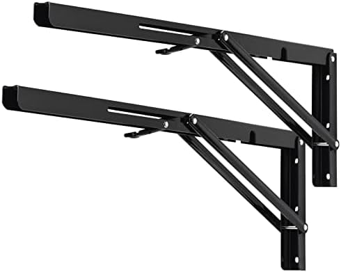 Folding Shelf Brackets, 20 Inch Heavy Duty L Bracket, Black DIY ...
