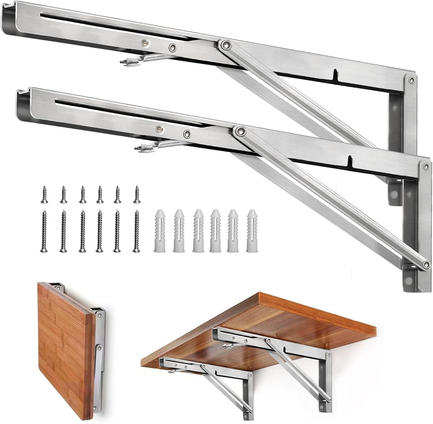 Folding Shelf Brackets - 22 Inch Heavy Duty Stainless Steel Collapsible ...