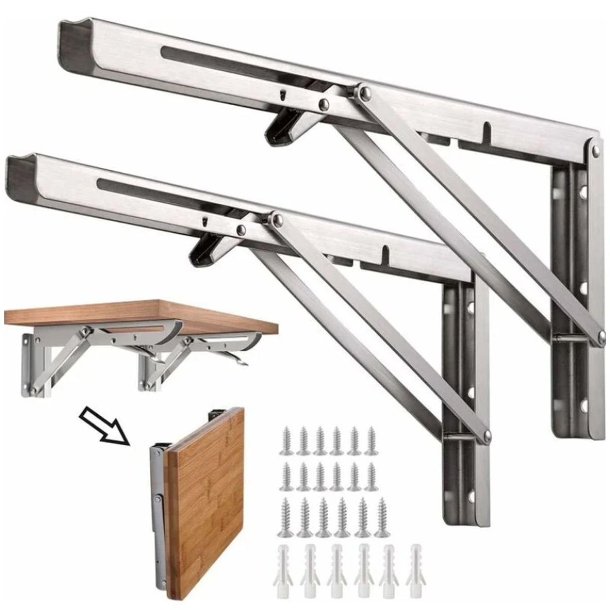 Folding Shelf Brackets For Garage Style, Heavy Duty Stainless Steel ...