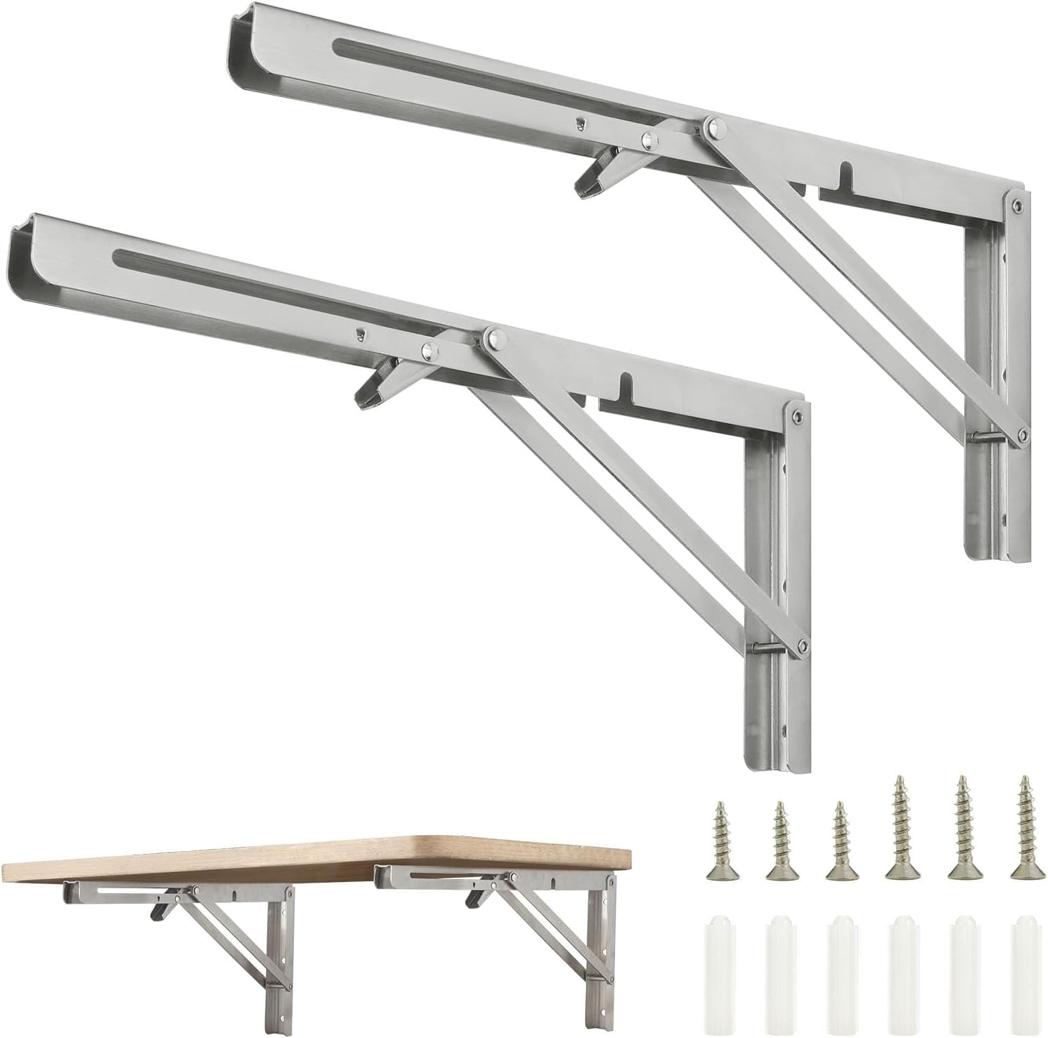 Folding Shelf Brackets - Heavy Duty Shelf Brackets 12 Inch Stainless ...