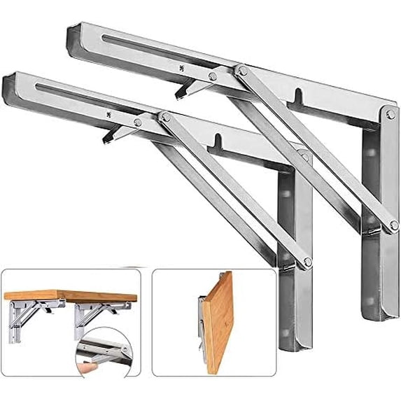 Folding Shelf Brackets, Max Load 300 lb, Heavy Duty Stainless Steel ...