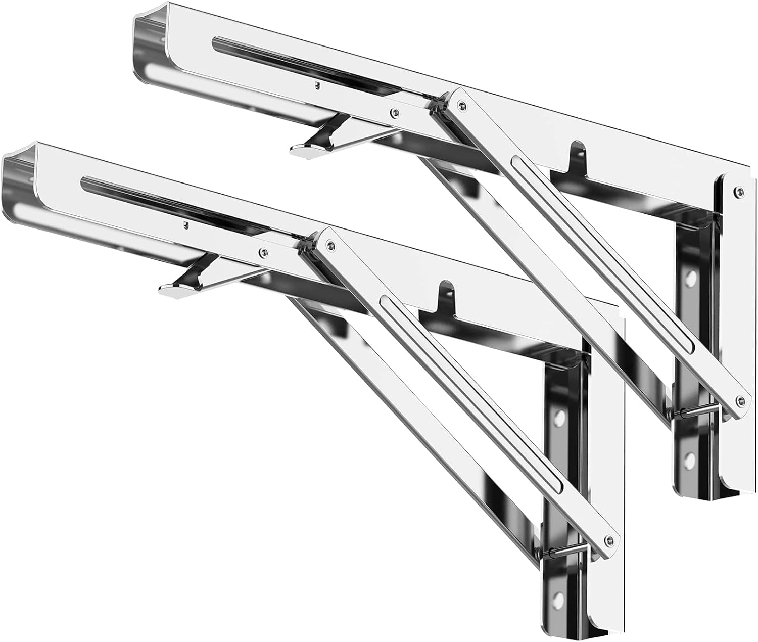 Folding Shelf Brackets, Premium Polished Finish Stainless Steel, Space ...